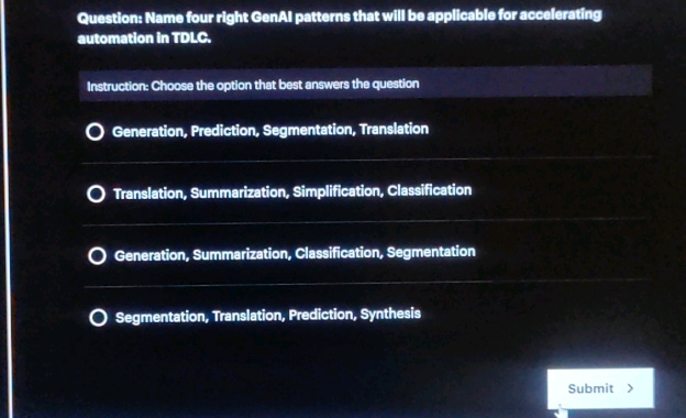 Question Name four right GenAI patterns | StudyX