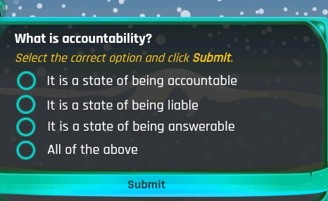 What is accountability Select the correct | StudyX