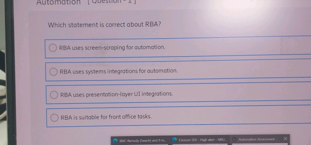 Which statement is correct about RBA RBA | StudyX