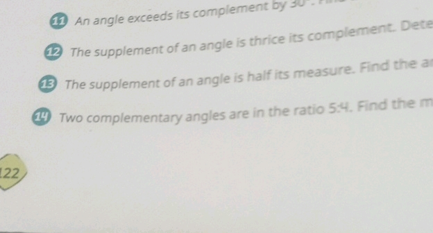 11) An angle exceeds its complement by (12) | StudyX