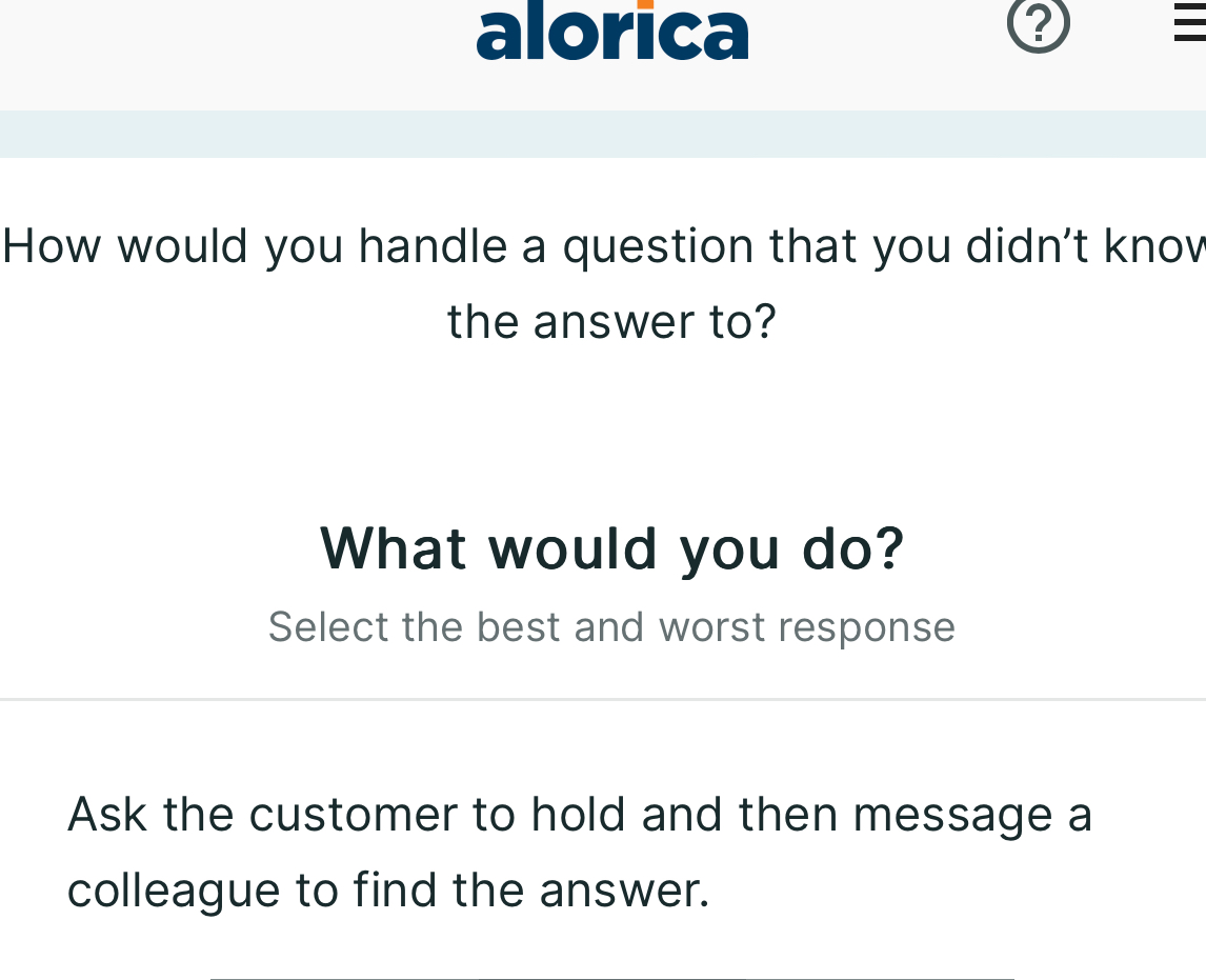 alorica How would you handle a question | StudyX