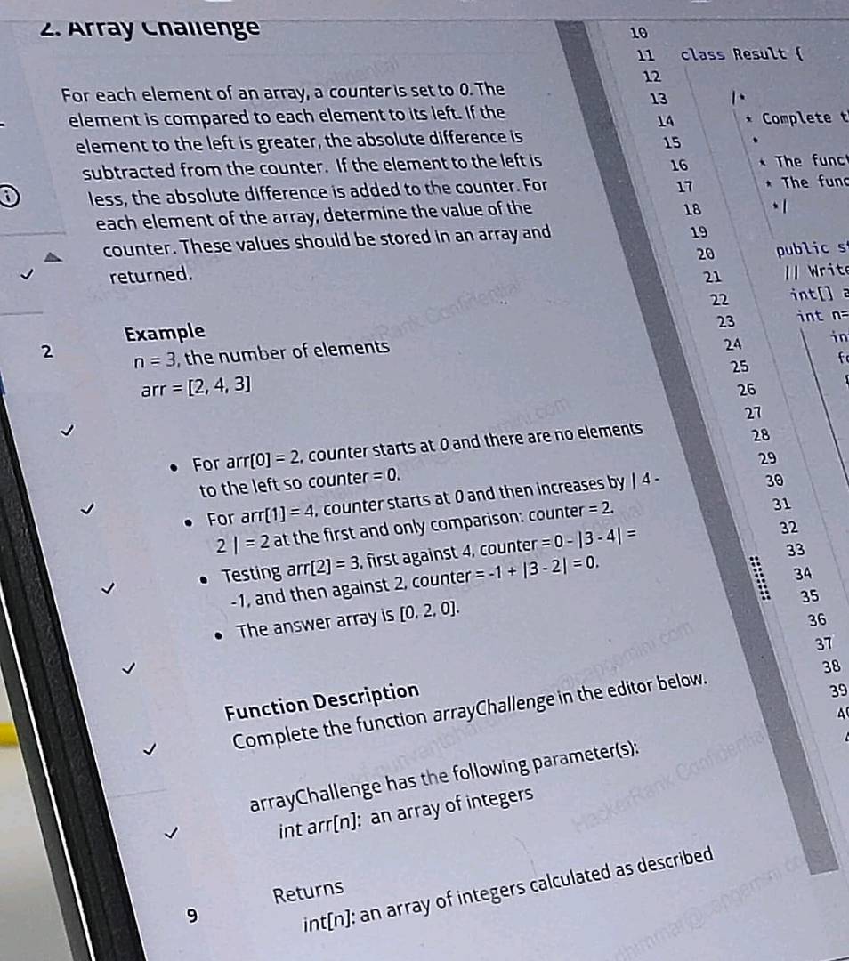 2. Array challenge For each element of an | StudyX