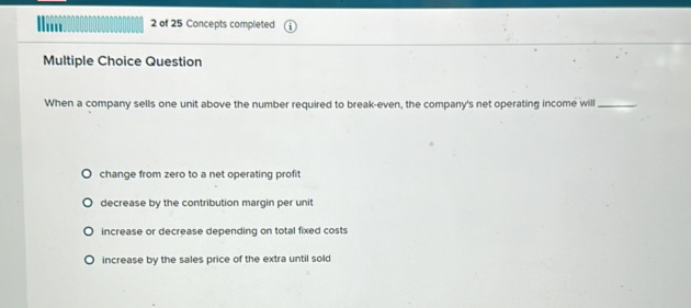 2 of 25 Concepts completed Multiple Choice | StudyX