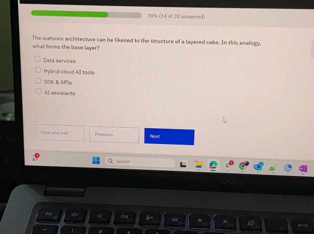 70 (14 of 20 answered) The watsonx | StudyX