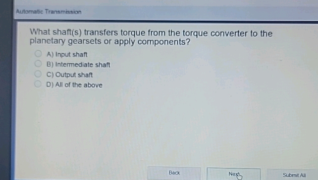 Automatic Transmission What shaft(s) | StudyX
