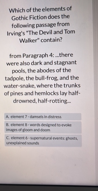 Which of the elements of Gothic Fiction | StudyX