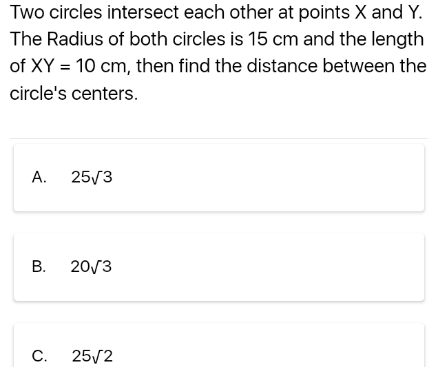 Two circles intersect each other at points | StudyX
