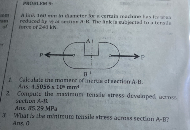PROBLEM 9 A link 160 mm in diameter for a | StudyX