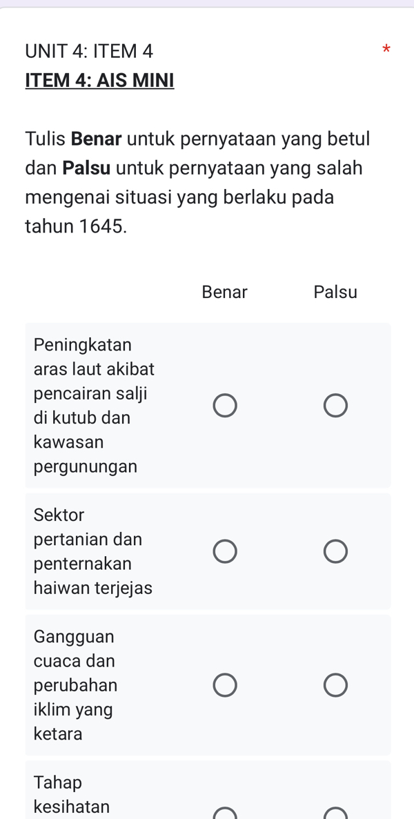 UNIT 4 ITEM 4 ITEM 4 AIS MINI Tulis Benar | StudyX