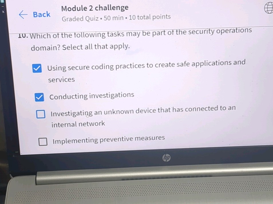 Back Module 2 challenge Graded Quiz 5 0 | StudyX