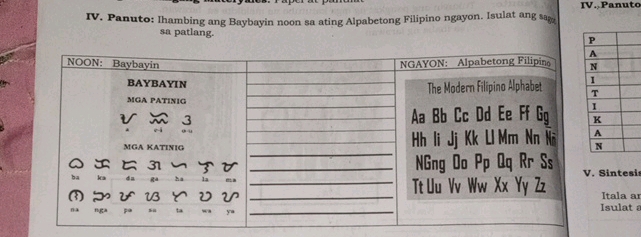 IV Panuto Ihambing ang Baybayin noon sa | StudyX
