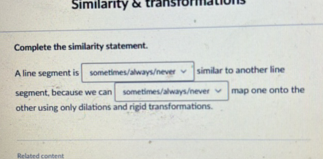 Complete the similarity statement A line | StudyX
