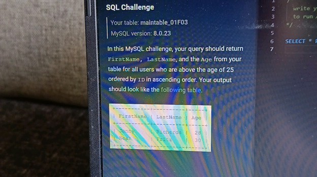 SQL Challenge Your table maintable01F03 | StudyX