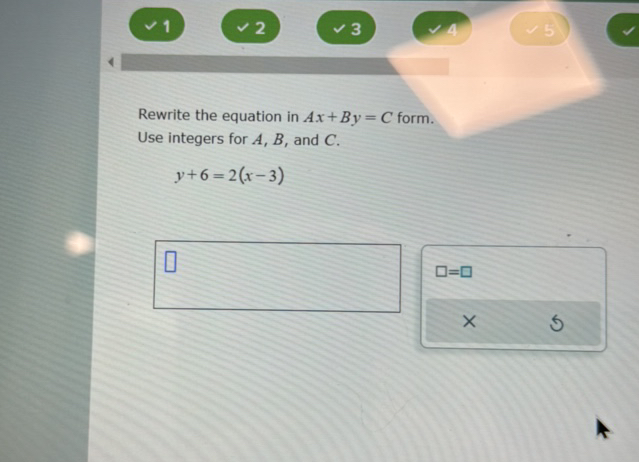 1 2 3 5 Rewrite the equation in A x+B y=C | StudyX