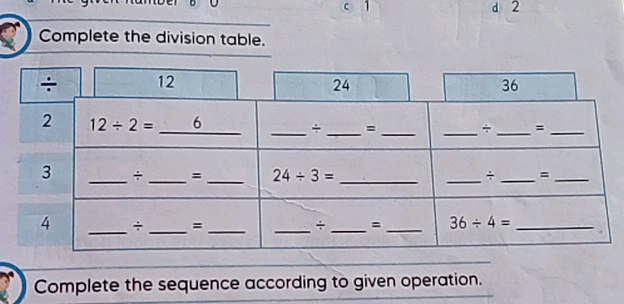 Complete the division table Complete the | StudyX