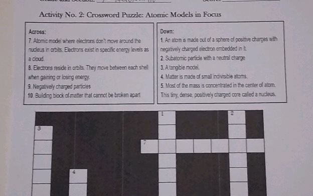 Activity No 2 Crossword Puzzle Atomic | StudyX