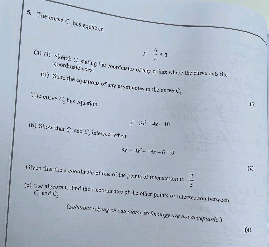 5 The curve C1 has equation y= 6x+3 (a) (i)