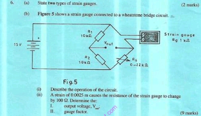 6 (a) State two types of strain gauges (2 | StudyX