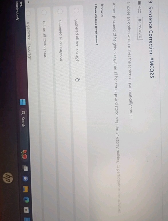 9 Sentence Correction MCQ25 MCQ UNSOLVED | StudyX