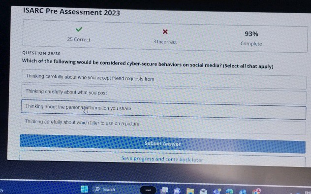 ISARC Pre Assessment 2023 93 25 Correct | StudyX