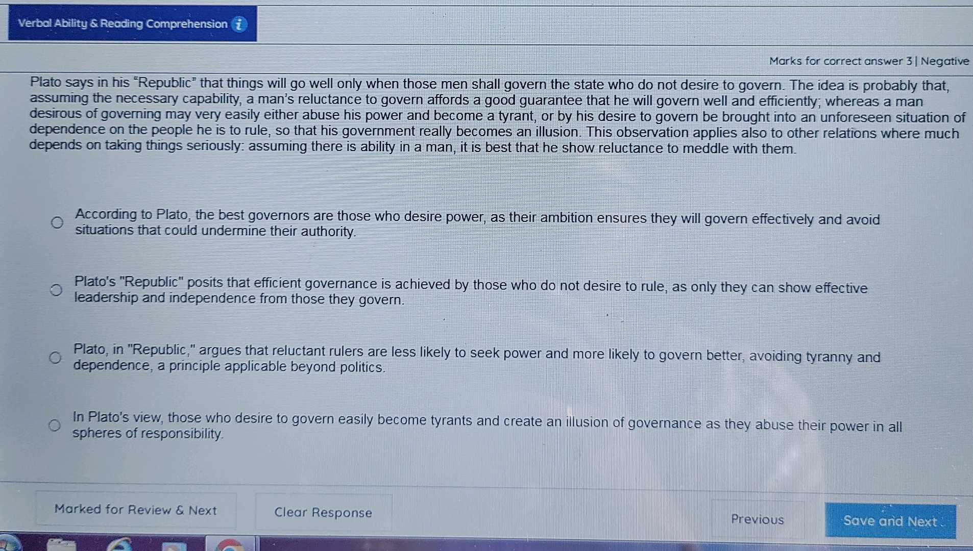 Verbal Ability Reading Comprehension Marks | StudyX