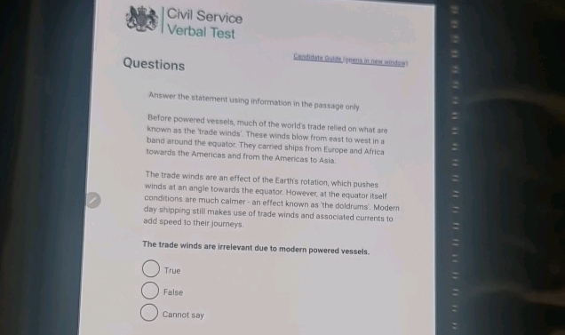 Civil Service Verbal Test Candidale | StudyX