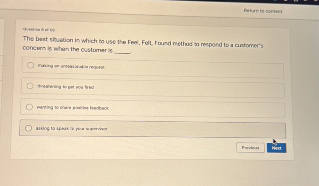 Return to content Question 9 of 50 The best | StudyX