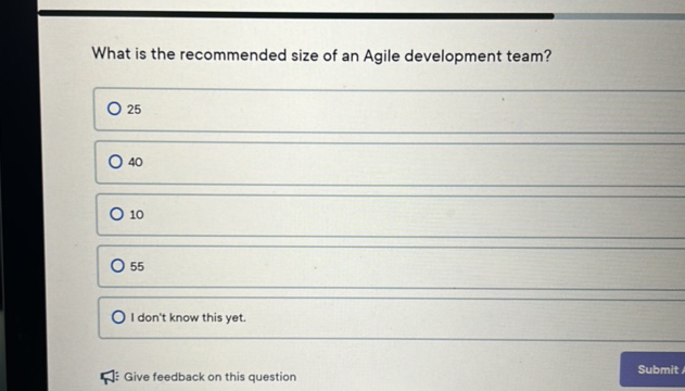 What is the recommended size of an Agile | StudyX