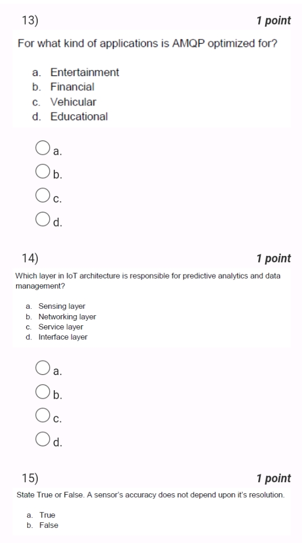 13) 1 point For what kind of applications | StudyX