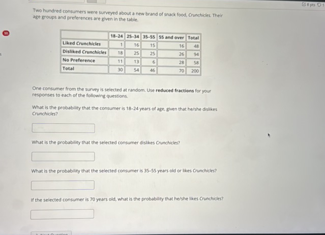 8 pts Two hundred consumers were surveyed | StudyX