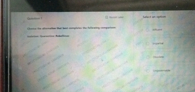 Question 1 Revisit Later Select an option | StudyX