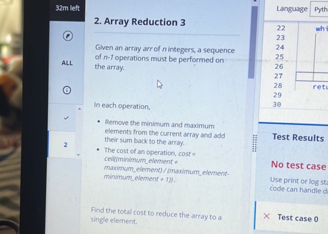 32 m left 2 Array Reduction 3 Given an | StudyX