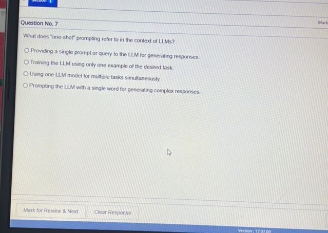 Question No 7 Mark What does one-shot | StudyX