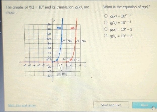 The graphs of f(x)=10x and its translation | StudyX