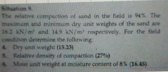 Situation 9 The relative compaction of sand