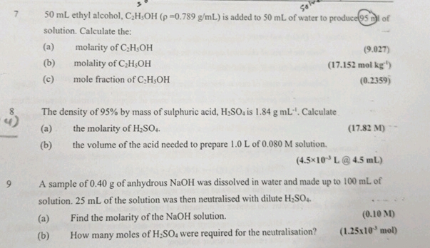 750 mL ethyl alcohol C2 H5 OH( =0789 g / | StudyX