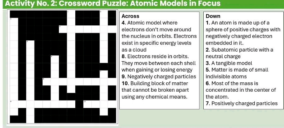 Activity No 2 Crossword Puzzle Atomic | StudyX