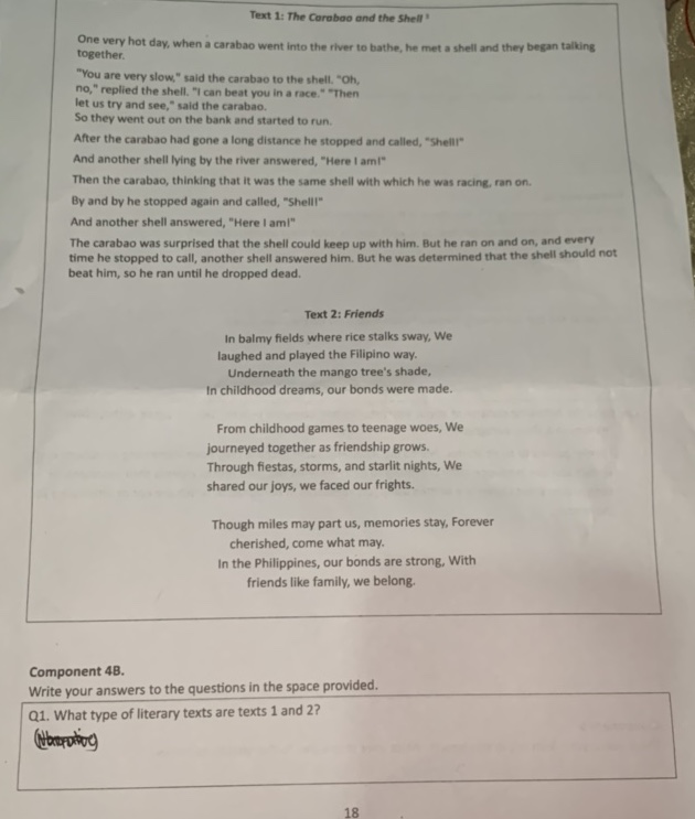 Text 1 The Carabao and the Shell One very | StudyX