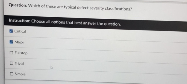 Question Which of these are typical defect | StudyX