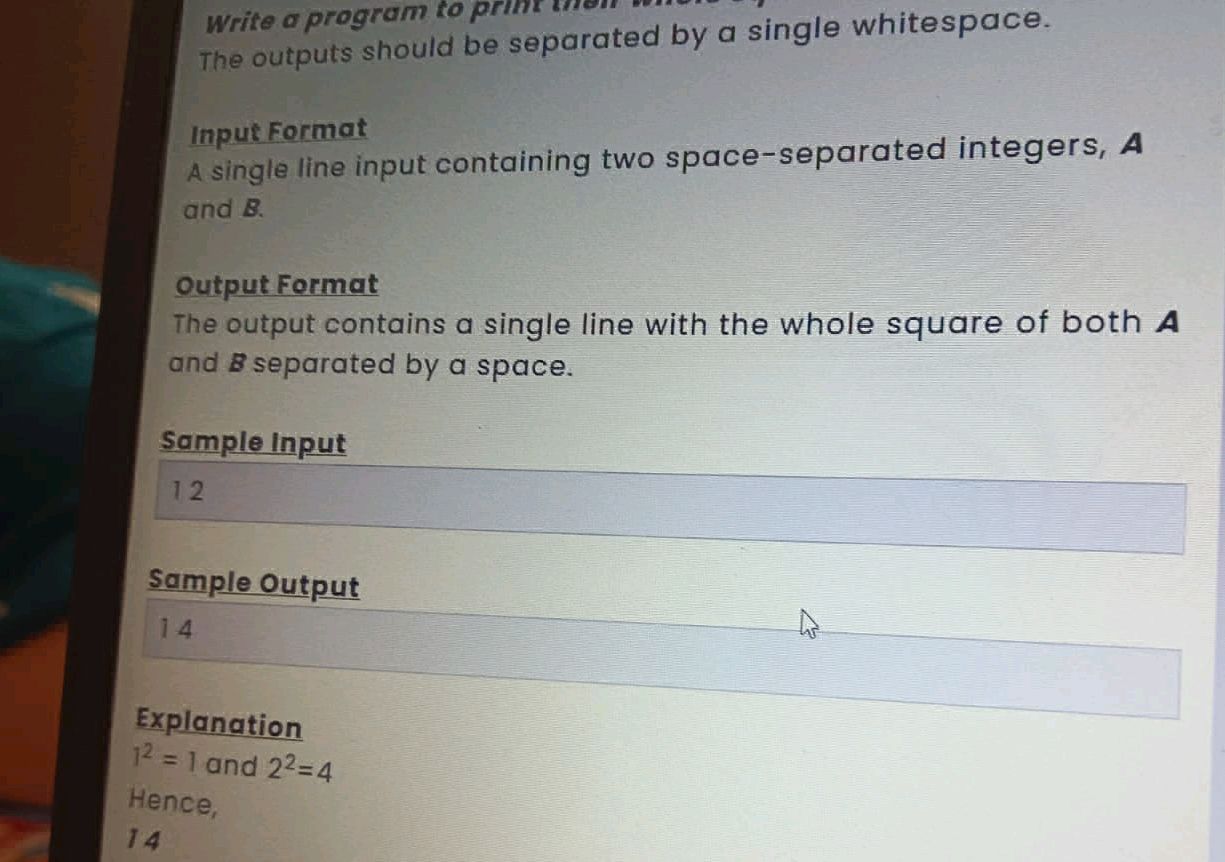 The outputs should be separated by a single | StudyX