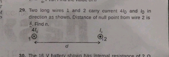 29 Two long wires 1 and 2 carry current 4 | StudyX