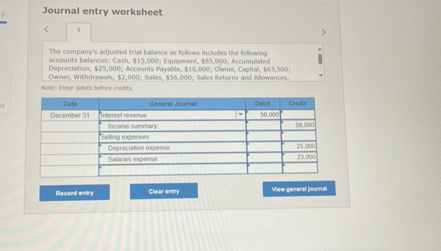 Journal entry worksheet 1 The companys | StudyX