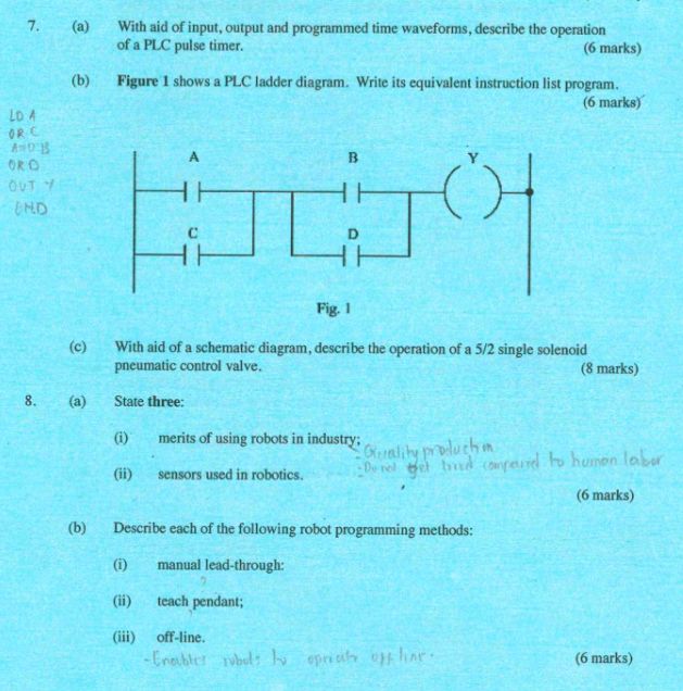 7 (a) With aid of input output and