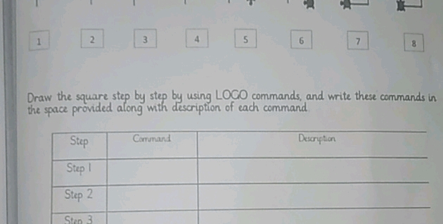 1 2 3 4 5 6 7 8 Draw the square step by | StudyX