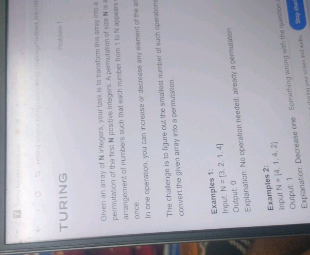 TURING Problem 1 Given an array of N | StudyX