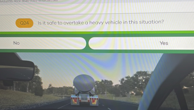 Q24 Is it safe to overtake a heavy vehicle