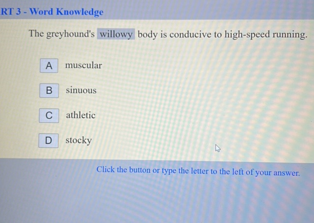RT 3 - Word Knowledge The greyhounds | StudyX