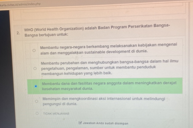 karta covitasid/admisi/indexphp 2 WHO | StudyX