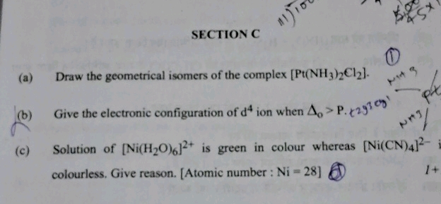 SECTION C (a) Draw the geometrical isomers | StudyX