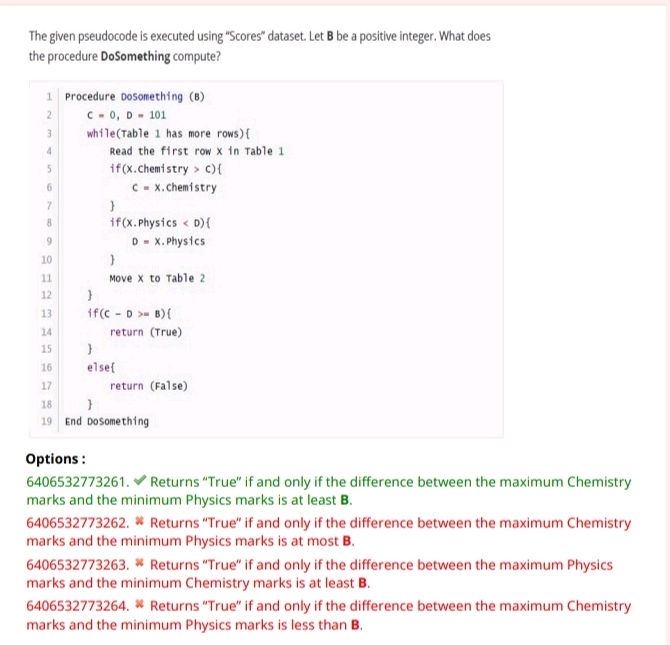 The given pseudocode is executed using | StudyX